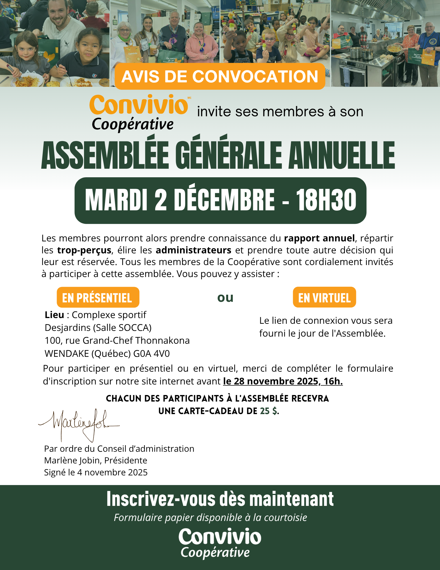 Avis de convocation Assemblée Générale Annuelle 2025